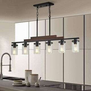 Rectangular Farmhouse Dining Room Light Fixture Over Dining Table ...