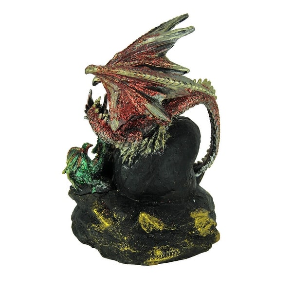 Red and Green Dragons with Color Changing LED Geode Statue - 7 X 5.25 X ...