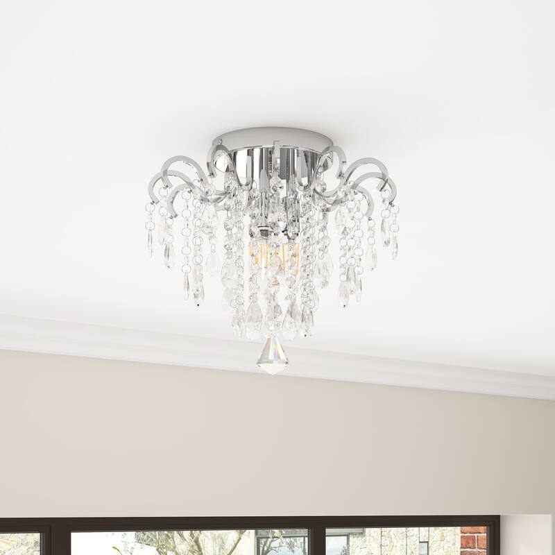 Modern 3-Light Crystal Style Semi Flush Mount Ceiling Lighting - On ...