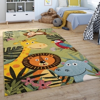 Kids Rug with Jungle Animal Motif in Green - Bed Bath & Beyond - 39936099