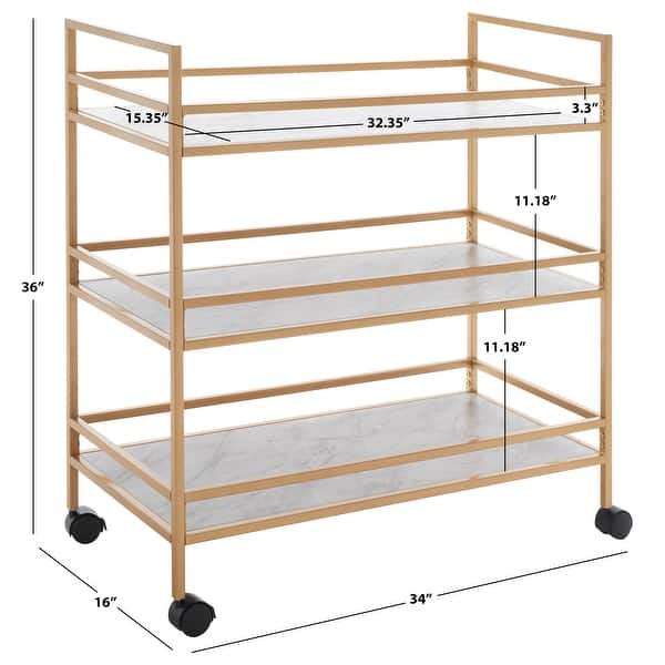 SAFAVIEH Home Collection Idria 3 Tier Bar Cart - 34" L x 16" W x 36" H ...