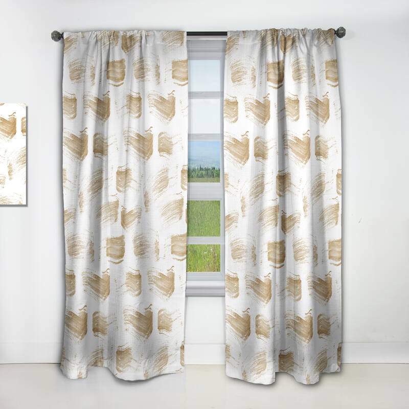 Designart 'Golden Abstract Strokes' Modern Curtain Single Panel ...