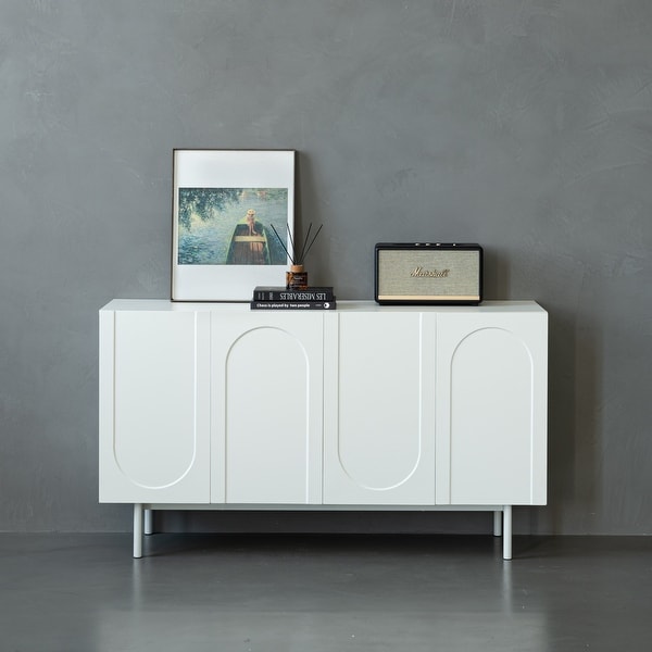 4 Door Cabinet Modern Accent Cabinet Sideboard Buffet Cabinet Entryway Cabinet with Storage for Living Room Dinning Room Cream Color