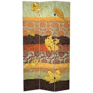 Double Sided October Gold 7-foot Tall Canvas Room Divider - Bed Bath ...