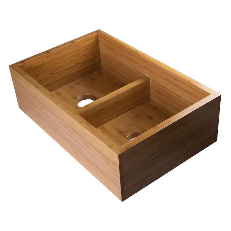 Alfi Bamboo 33-inch Double Bowl Kitchen Farm Sink - Brown - Overstock ...