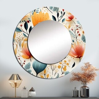 Designart "Botanical Pastel Color Flowers Composition" Botanical Round ...