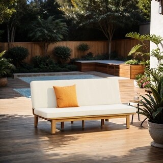 Acacia Wood Patio Daybed, Convertible Design, Water-Resistant Cushions ...