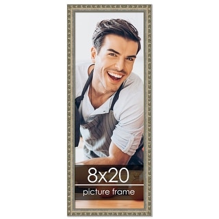 8x20 Frame Silver Ornate Antique Solid Wood Picture Frame - UV Acrylic ...