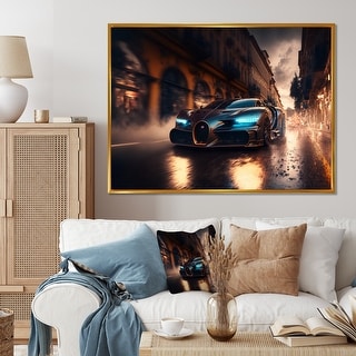 Designart "Futuristic Black Bugatti Sports Car Racing I" Cars Race Car ...