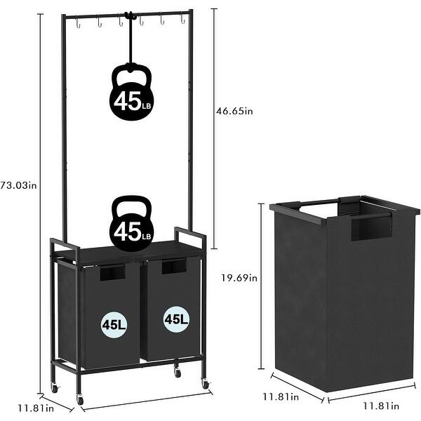 2 Section Laundry Hamper with Clothing Rack - Bed Bath & Beyond - 40034903