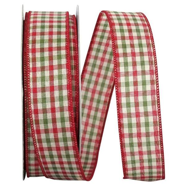 Green White and Red Plaid Wired Ribbon - Bed Bath & Beyond - 36880048