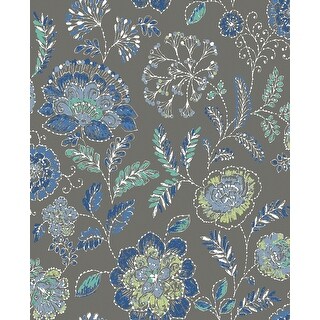 A-Street Prints Tropez Charcoal Jacobean Wallpaper - Bed Bath & Beyond ...