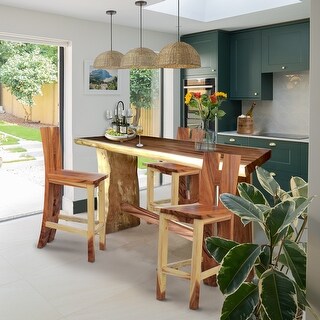 Chic Teak Suar Live Edge Unique Slab Bar Table, 79 Inch - Bed Bath ...