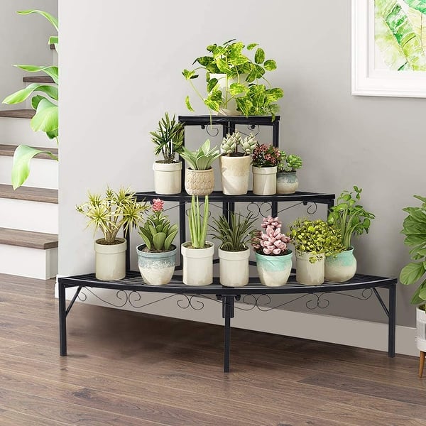 Quarter Round Plant Shelf 3 Tier Corner Plant Stand Flower Pot Display ...
