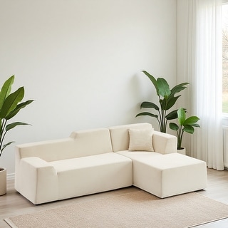 96.46" Corduroy L-Shaped High-Back Sectional Sofa with Thickened ...