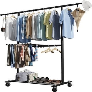 Clothes Rack Elevated Rod Garment Rack Hang Tops - 65"D x 17"W x 71"H ...