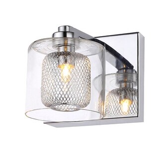 Chrome Metal Wall Sconce With Metal Mesh - Bed Bath & Beyond - 40829138
