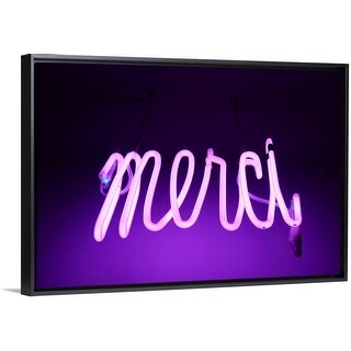 "Pink and purple Neon light sign saying merci " Black Float Frame ...