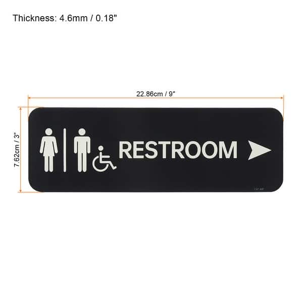 Restroom with Right Arrow Sign Self Adhesive Door Sticker - Black - Bed ...