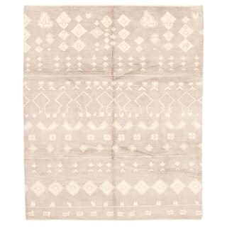 ECARPETGALLERY Hand-knotted Tangier Grey Wool Rug - 8'3 x 10'1 - Bed ...