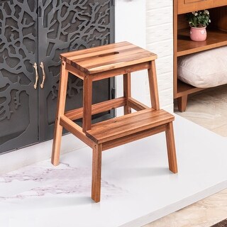 Acacia Wood Two Steps Stool Small Size Rectangle Top Best Ideas For ...