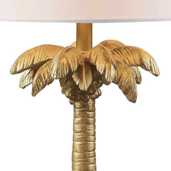 HomeRoots 22" Gold Tropical Coconut Tree Table Lamp With White Drum ...