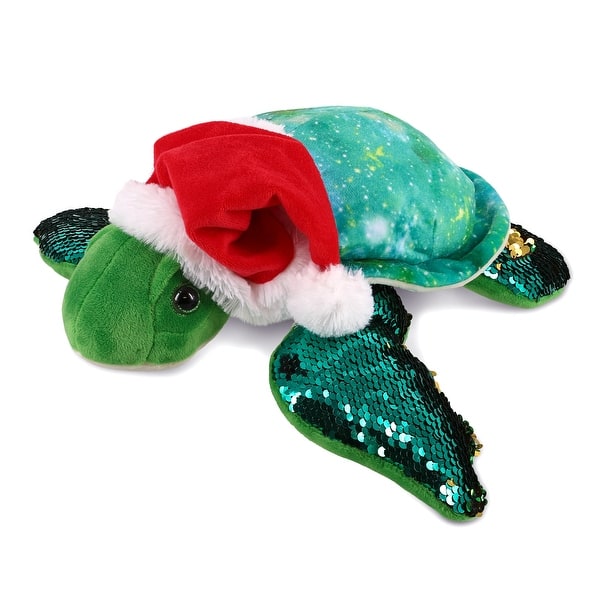 DolliBu Santa Space Sequin Sea Turtle Stuffed Animal Plush with Hat ...