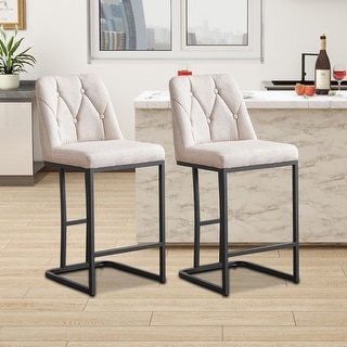 Modern minimalist bar chair set with upholstered backrest and metal ...
