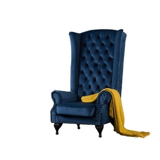 Button Tufted Fabric Accent Chair with High Wingback and Rolled Arms ...