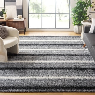 SAFAVIEH Border & Stripe Shag Mejse Modern 1.4-inch Thick Rug - 8' x 10 ...