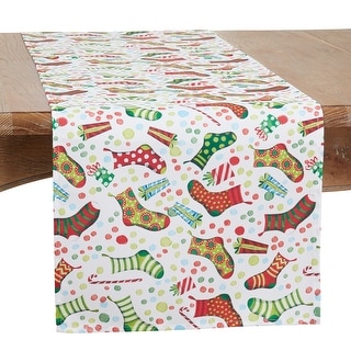 Holiday Table Runner With Christmas Stockings Design - Bed Bath ...