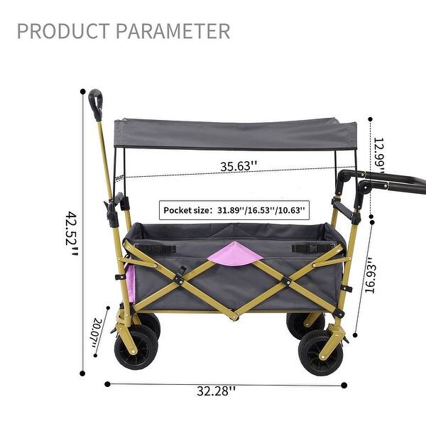 Push & Pull Utility Folding Wagon with Removable Canopy - Bed Bath ...