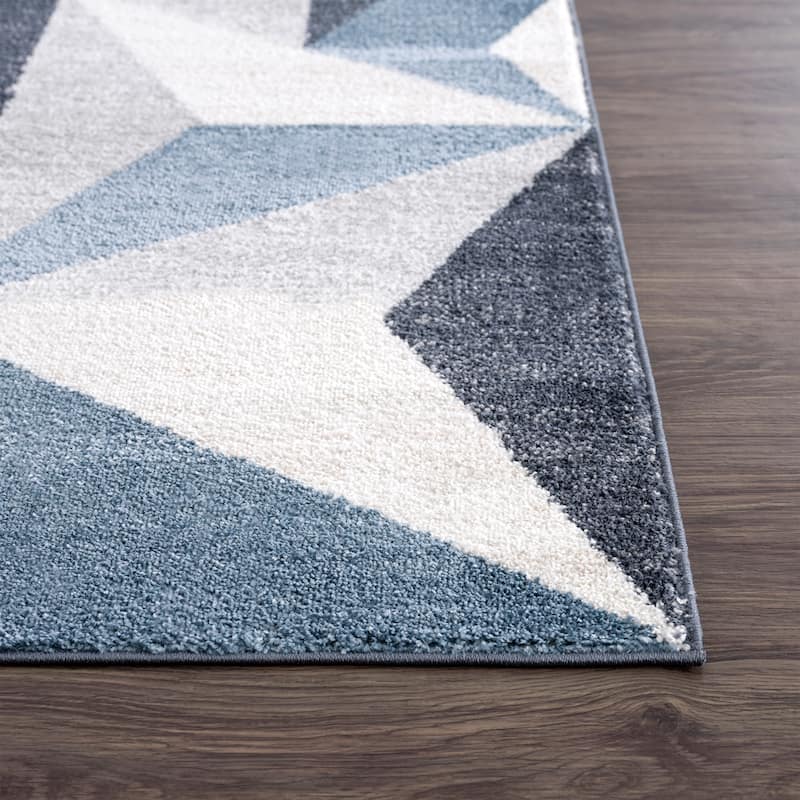 Abani Rugs Deco DEC110A Blue Grey 3D Triangle Area Rug - Overstock ...