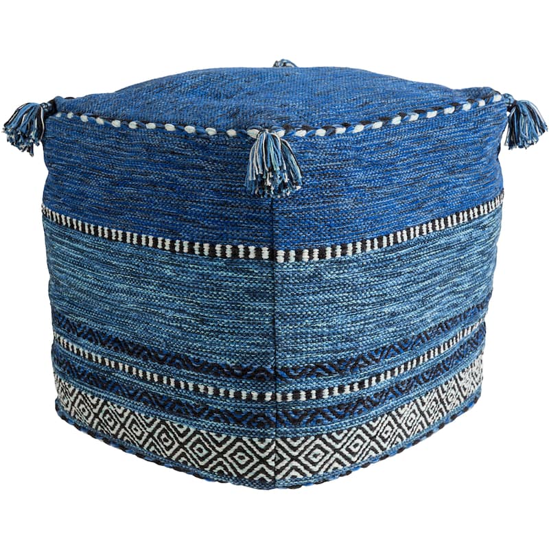 Geometric Ansley Square 18-inch Cotton/Chenille Cotton Pouf - Overstock ...