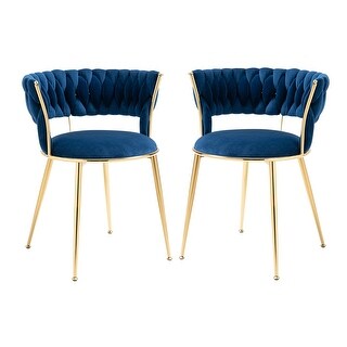 Blue Single Chair Dining Chairs Side Chairs With Golden Feet,2PC /Set ...