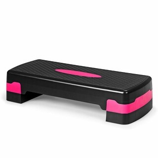 26" Aerobic Exercise Cardio Stepper with Riser-Black - 26" x 11" x 4"-6 ...