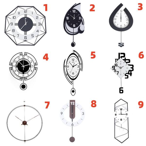 Black Pendulum Wall Clock Large Quartz Mute Hanging Traditional - 13.77 ...