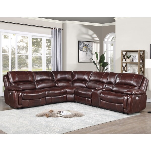 Steve Silver Douglas 6 piece Genuine Leather Power Reclining Sectional On Sale Bed Bath Beyond 36342802