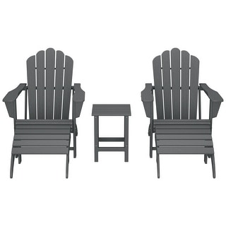 Aderson Outdoor Poly Adirondack Chair with Side Table and Ottoman 5 ...