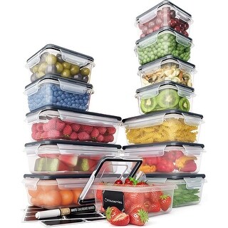 28 Piece Food Storage Containers Set with 14 Easy Snap Lids + 14 ...