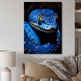 Designart "Portrait Of Blue Viper Snake Wildlife" Animals Snake Canvas ...