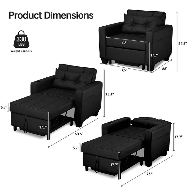 Black leather chair bed store