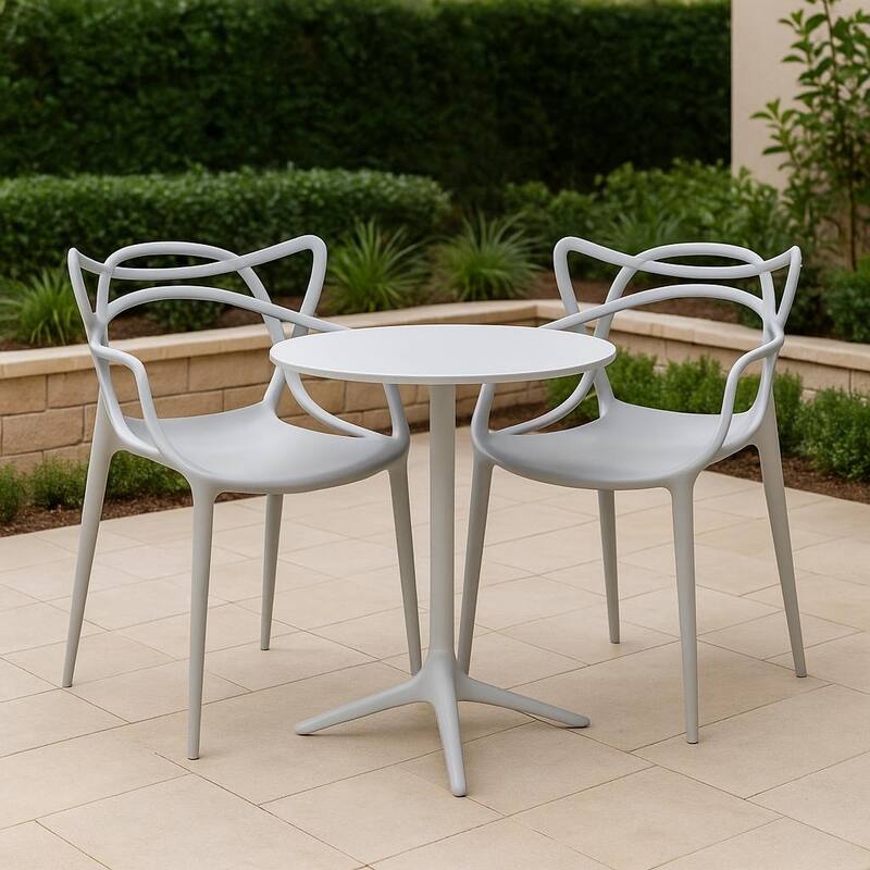 Modern Stackable Geometric Molded Stacking Chairs Dining Armchairs ...