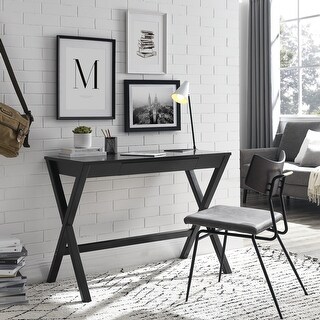MUSEHOMEINC Solid Wood 1-drawer Desk with X-shaped Legs - Bed Bath ...