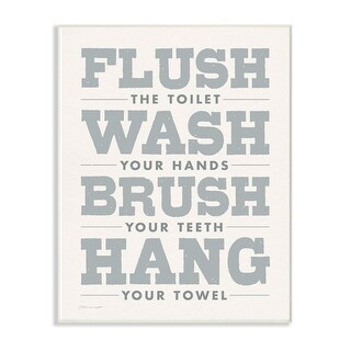 Stupell Flush Wash Brush Hang Bold Grey and White Textured Typography ...