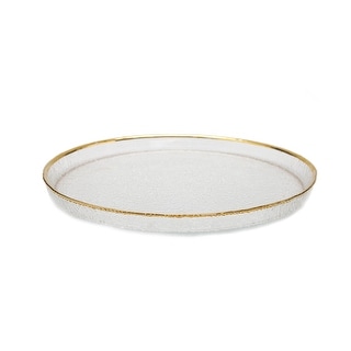 Set of 4 Pebbled Glass Plates Raised Rim with Gold Border - Bed Bath ...