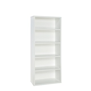 Bookshelf with 5 Shelf Tiers, Adjustable Shelves, Tall Bookcase Sturdy ...