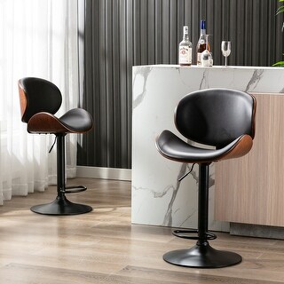 PU Leather Adjustable Bar Stools,Upholstered Swivel Barstool Barstools ...