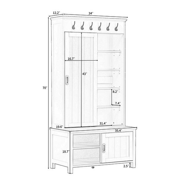 Portable Organizer Anti-tipping Hallway Hall Tree Closet Storage Coat ...