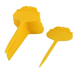 20pcs Parterre Garden Flower Shaped Plant Seed Tag Label Stick Yellow ...